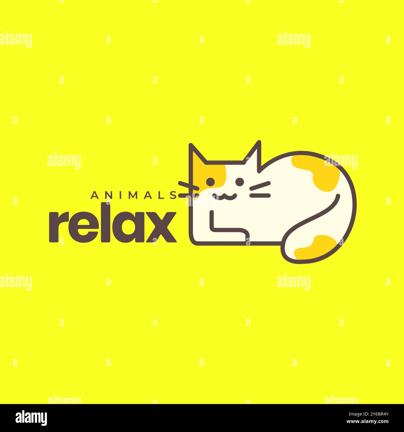 cat kitten relax sleep lazy pets cartoon cute mascot colorful modern ...