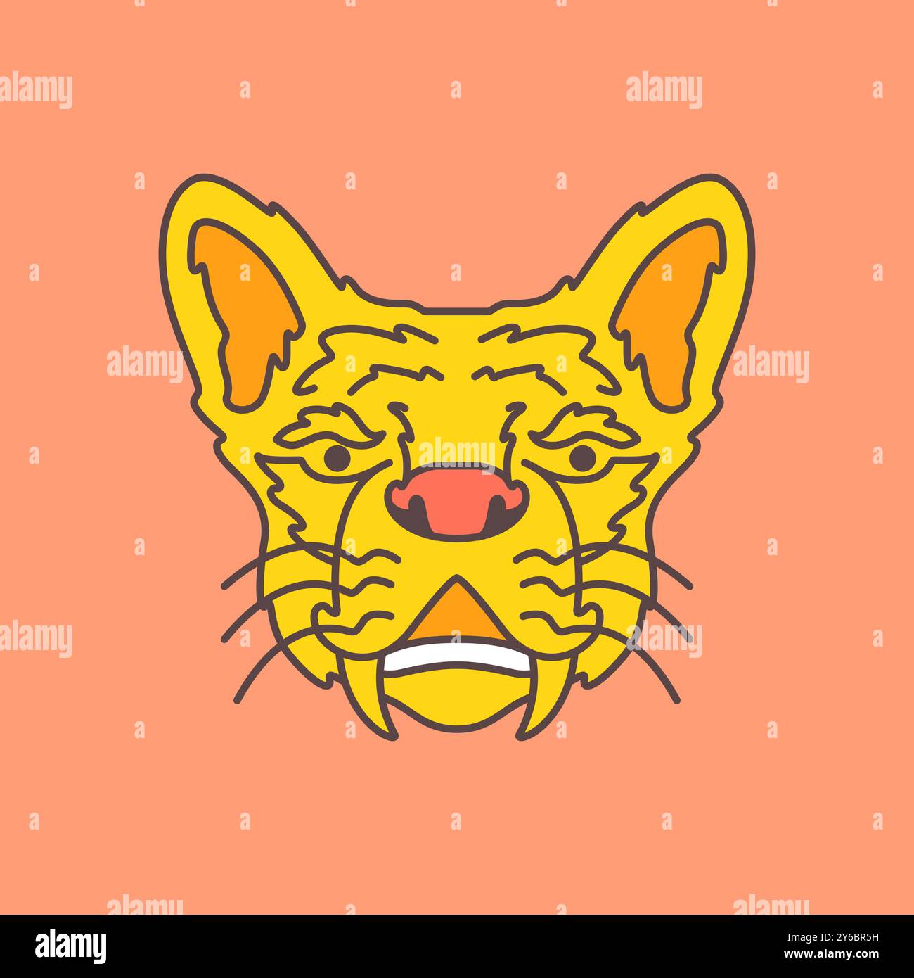 ancient tiger old long fang beast mascot colorful simple logo vector ...