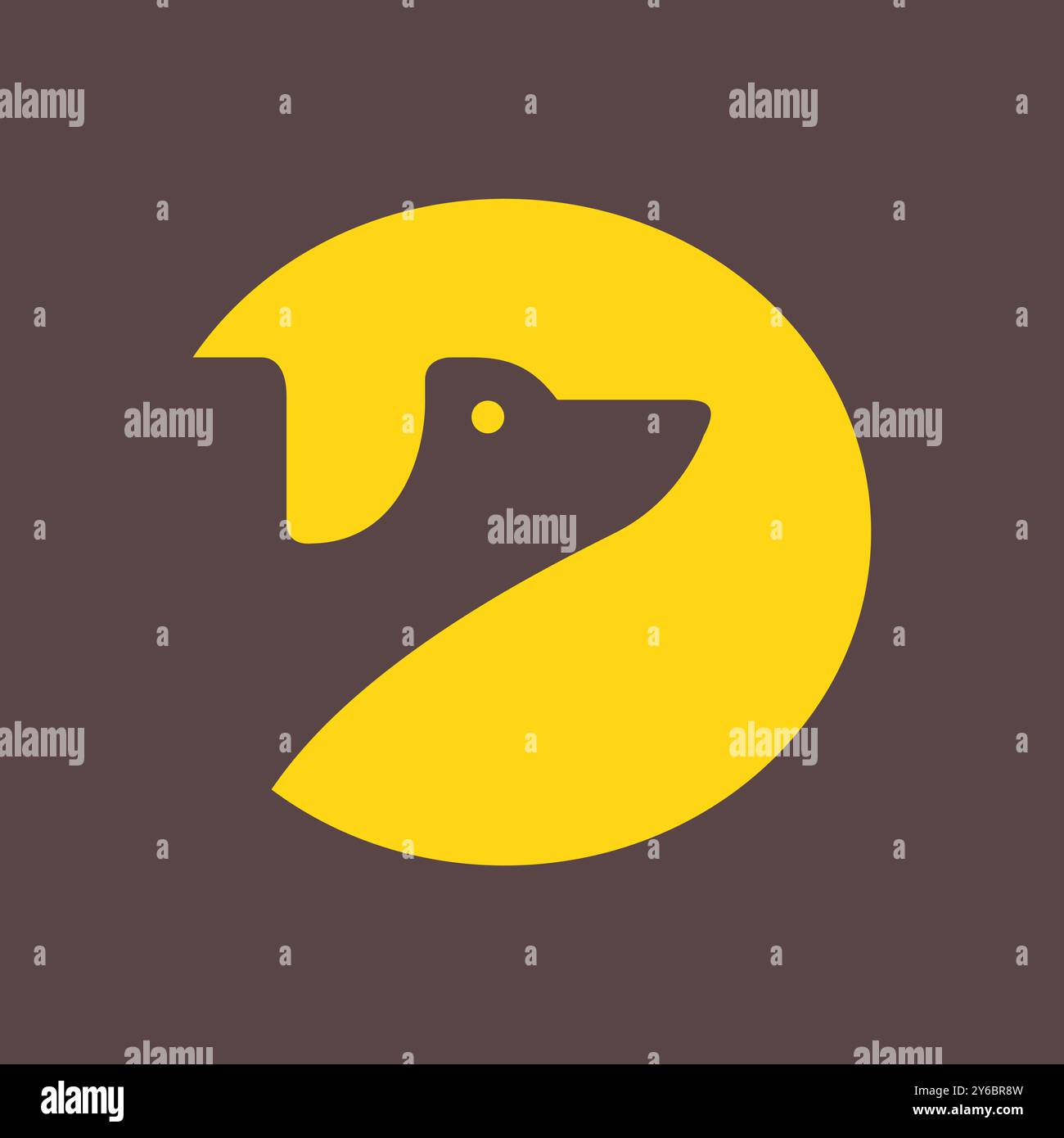 dog pets head geometric modern minimal circle logo vector icon ...