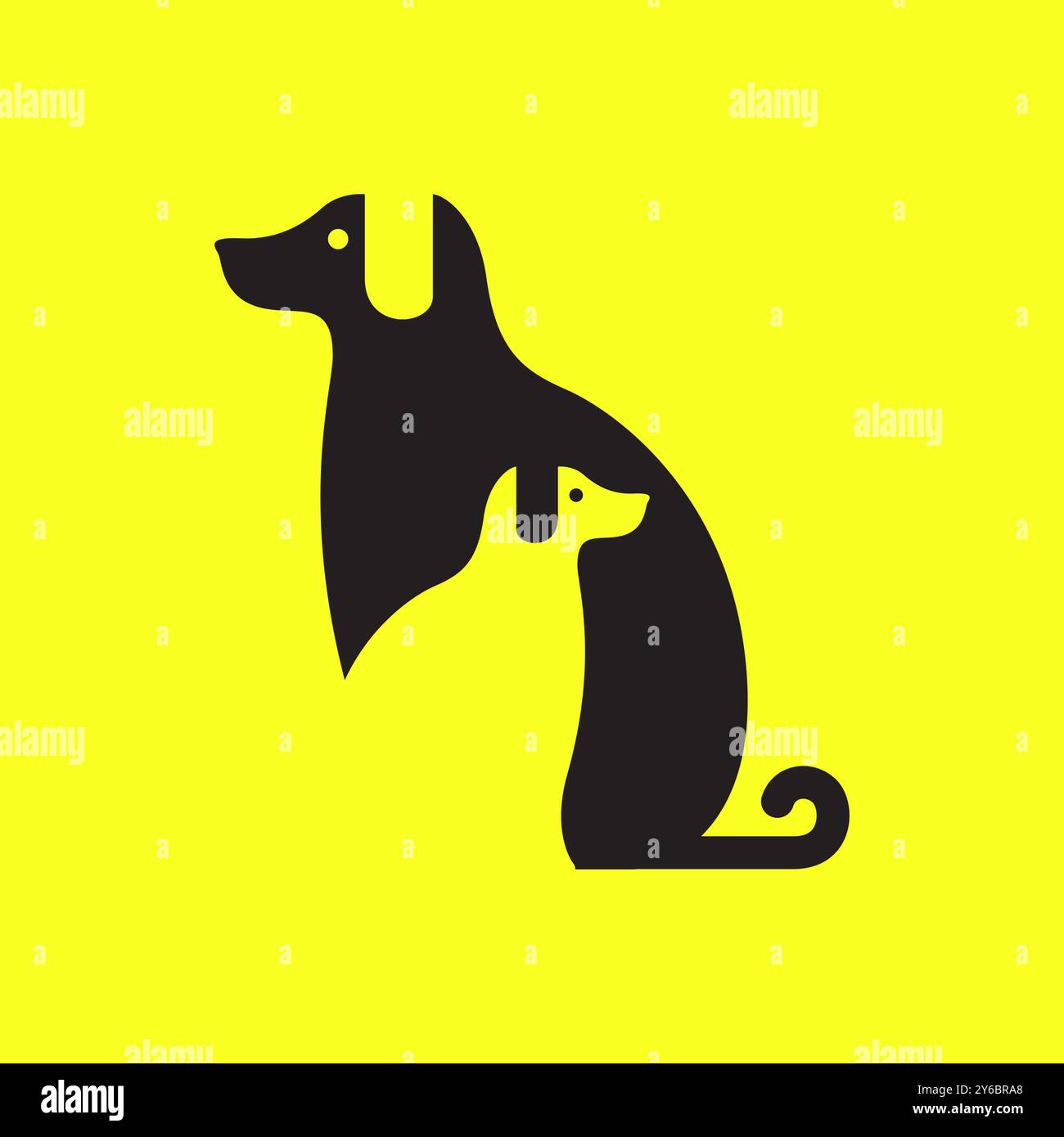 dog and puppy pets mascot modern minimal simple logo vector icon ...