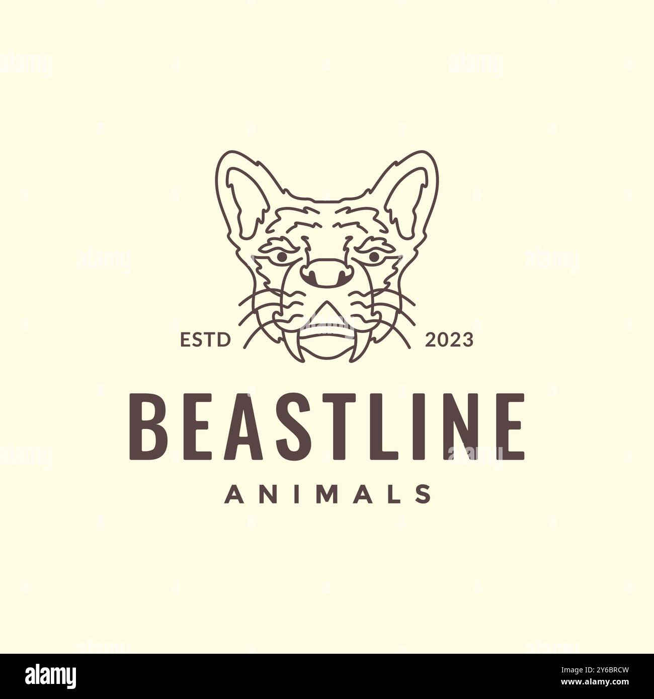 ancient tiger old long fang beast mascot lines hipster simple logo ...