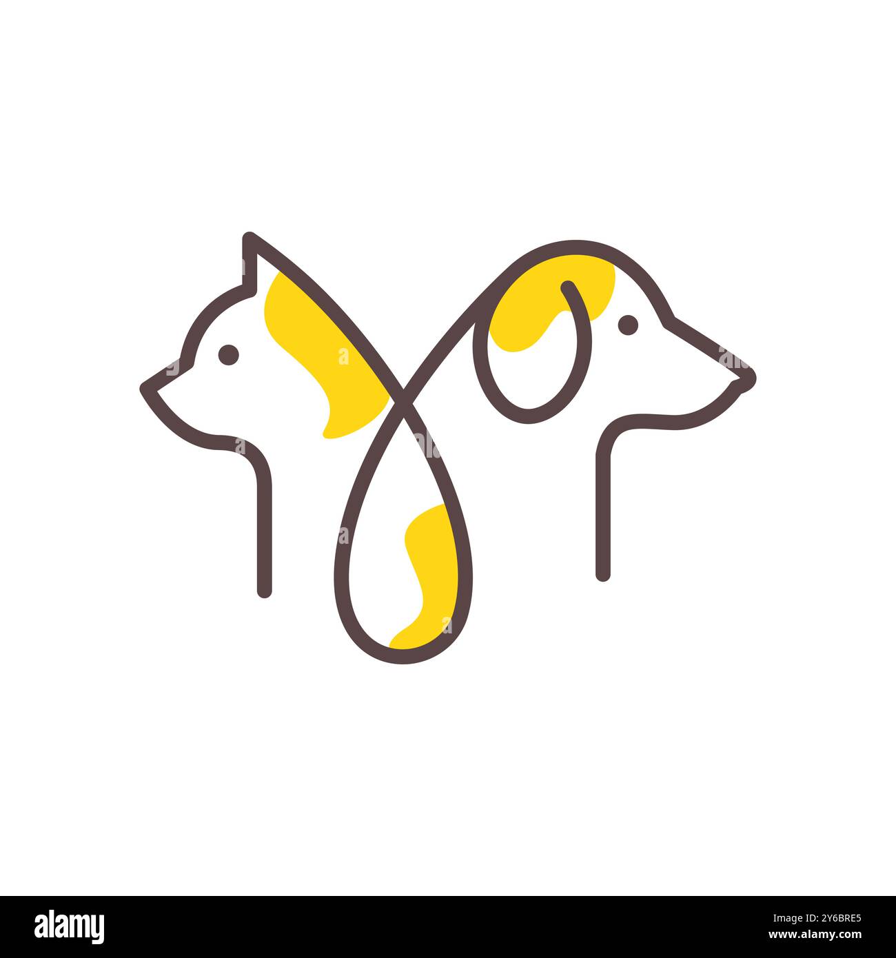 dog and cat pets drop water lines art colorful abstract modern mascot ...