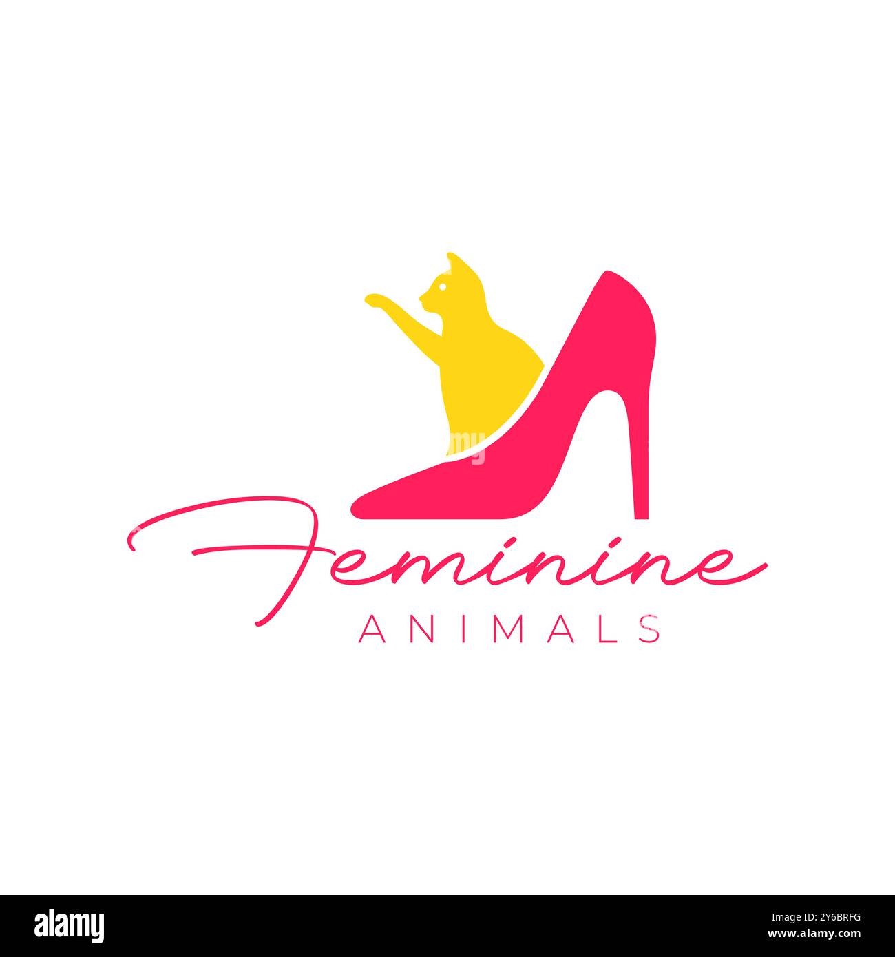 cat pets feminine shoe high heels women colorful modern minimal logo ...
