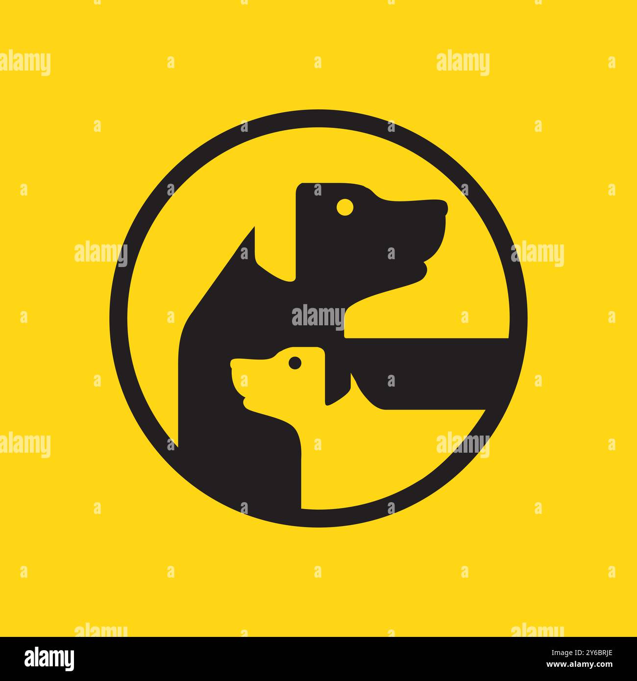 dog pets family modern geometric circle mascot simple logo icon vector ...