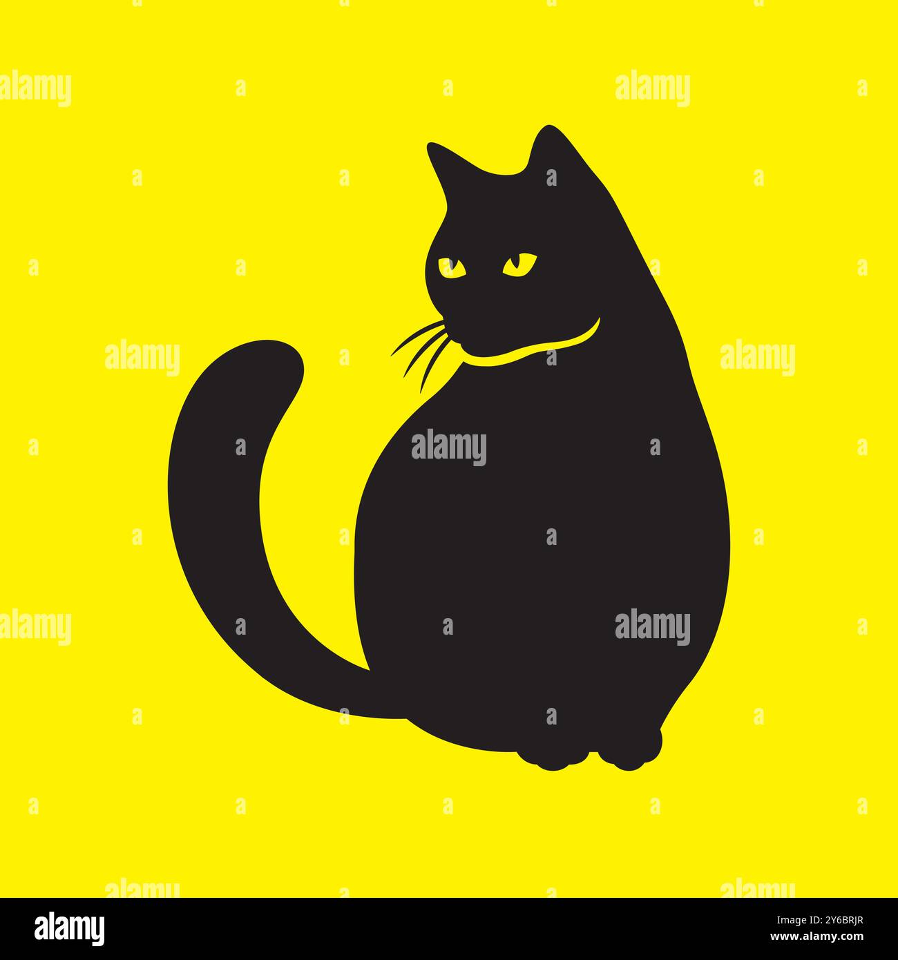 black cat pets long tails mascot minimal modern simple logo icon vector ...