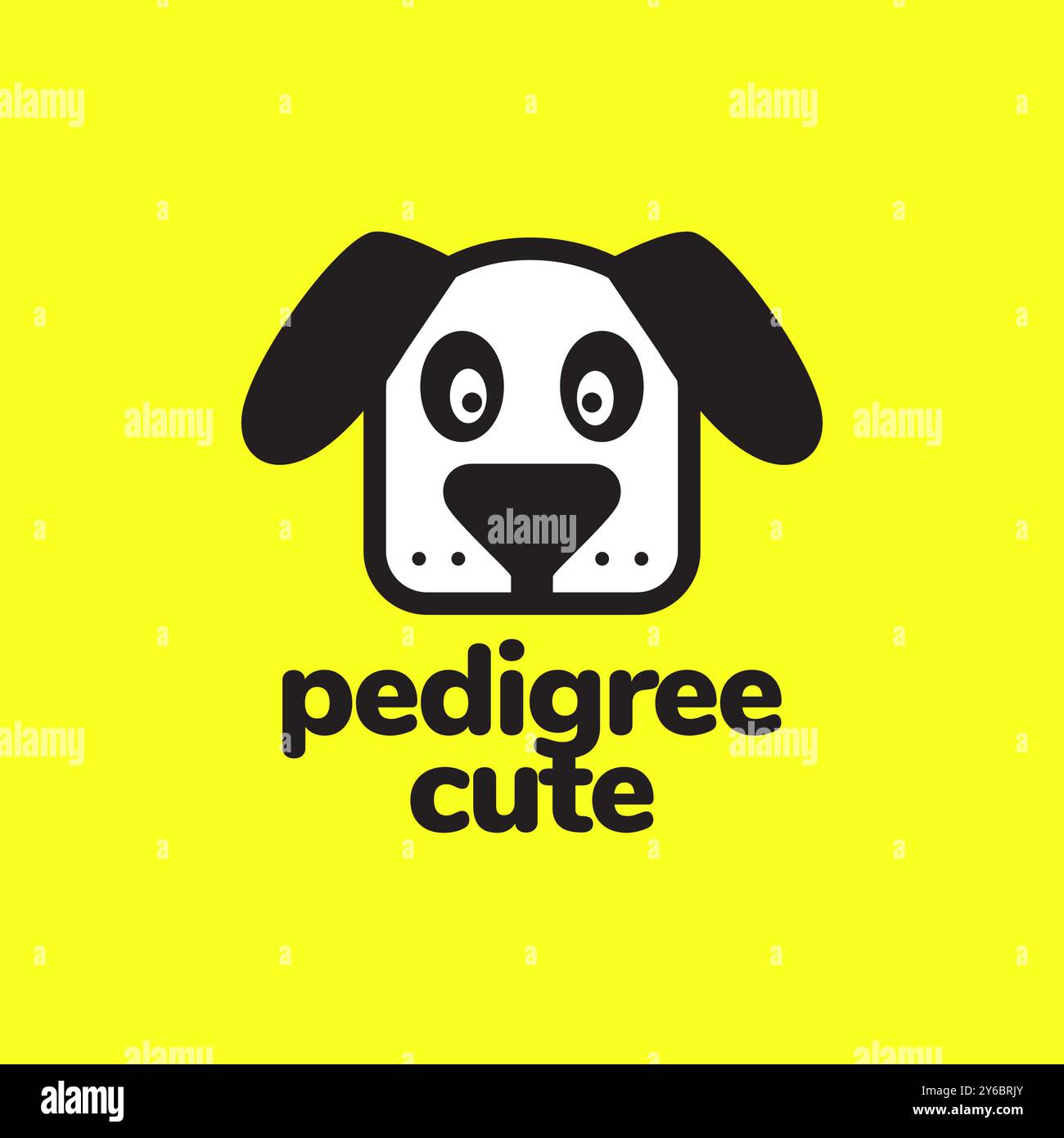 puppy dog pets pedigree cartoon cute square face colorful mascot logo ...