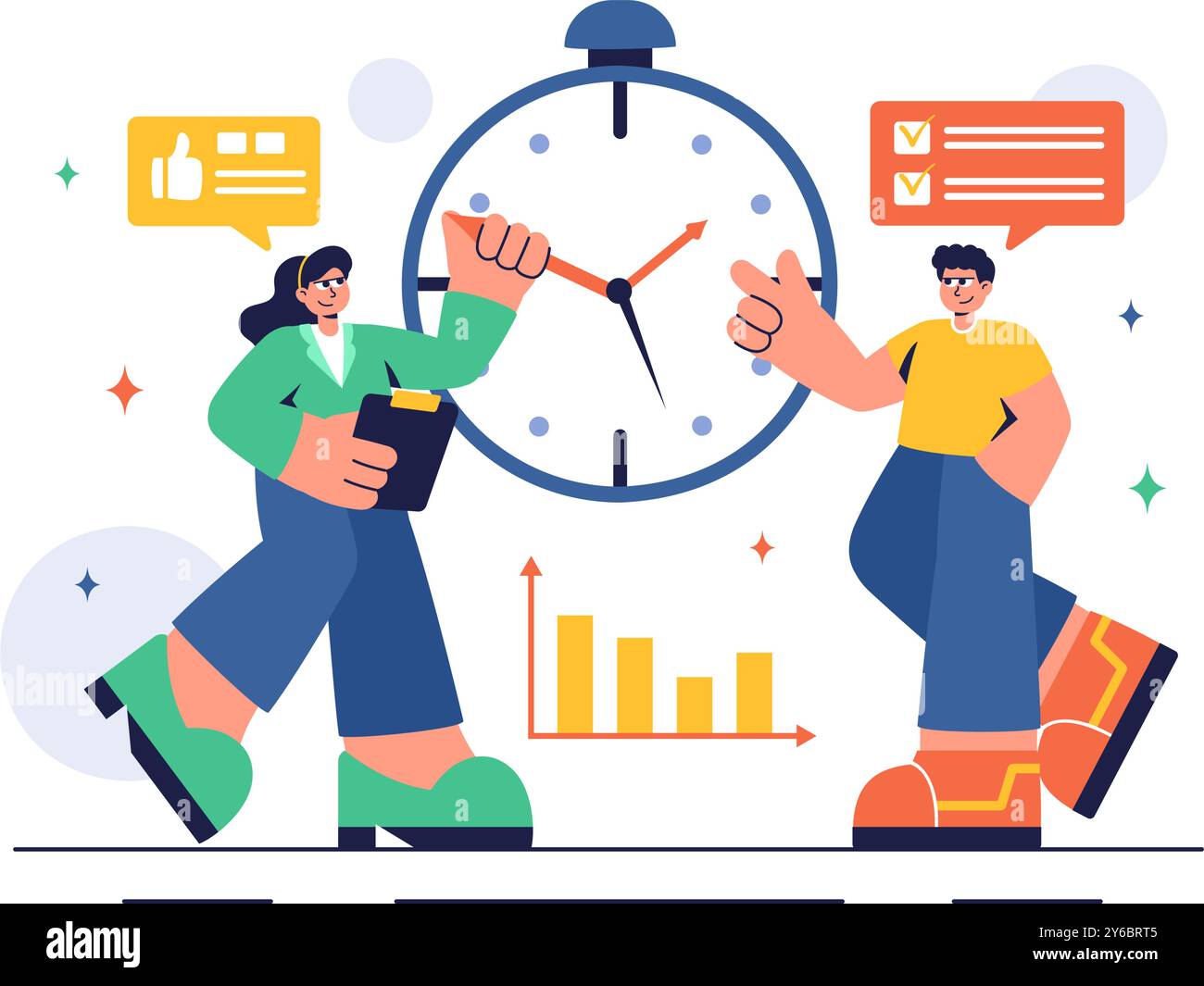 Vector Illustration of Time Management with Clock Settings, Task ...