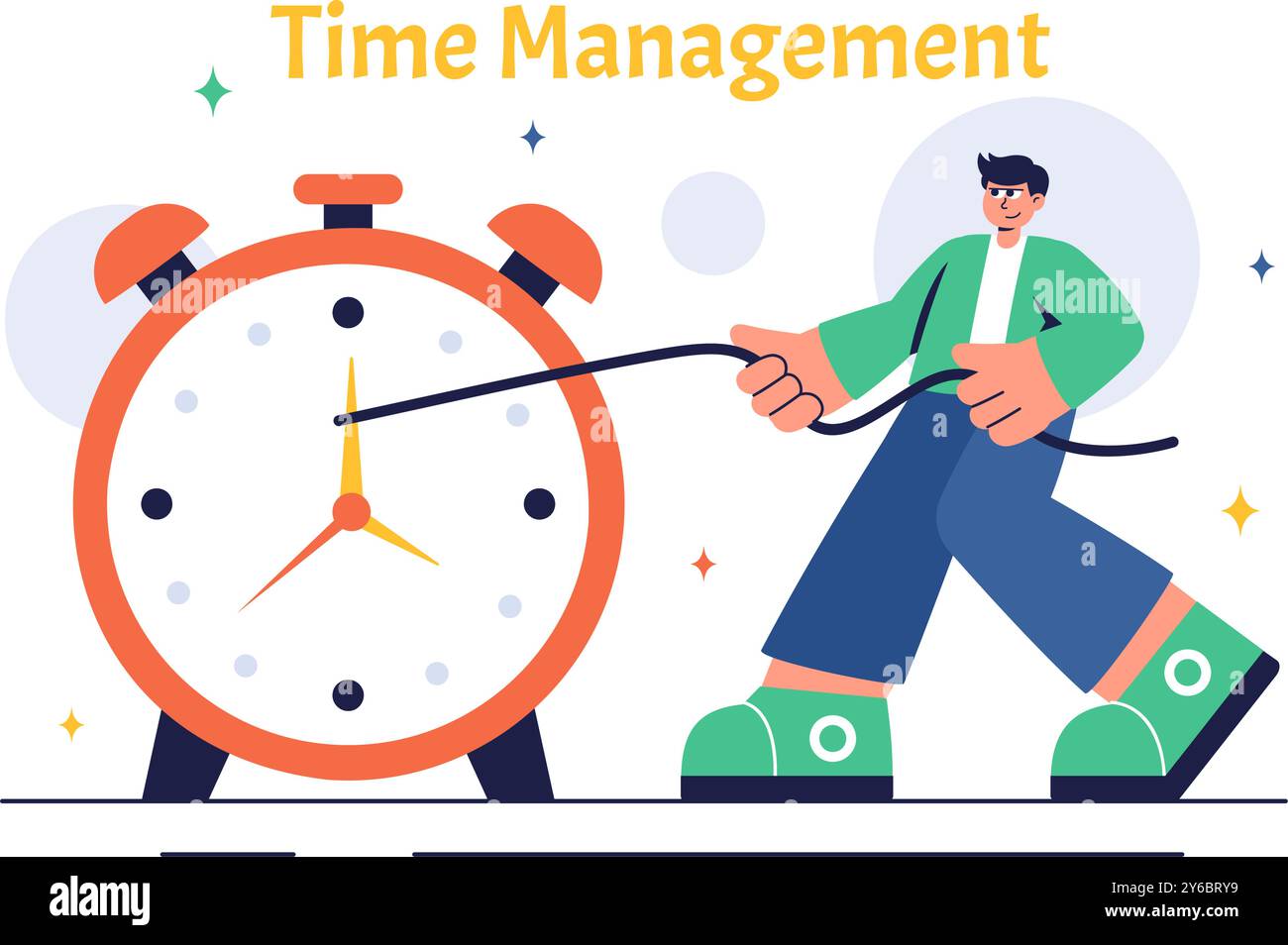 Vector Illustration of Time Management with Clock Settings, Task ...