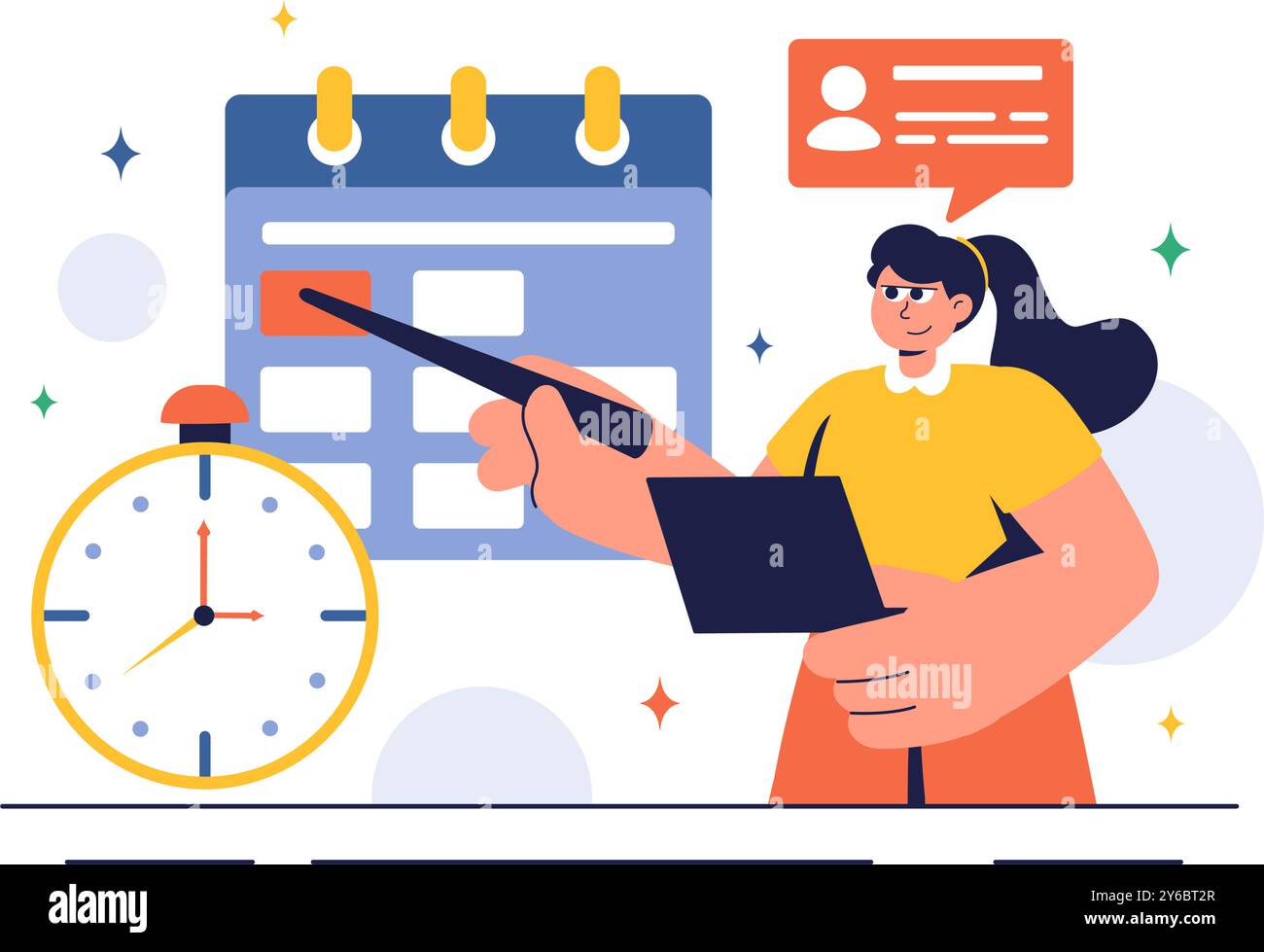 Vector Illustration of Time Management with Clock Settings, Task ...