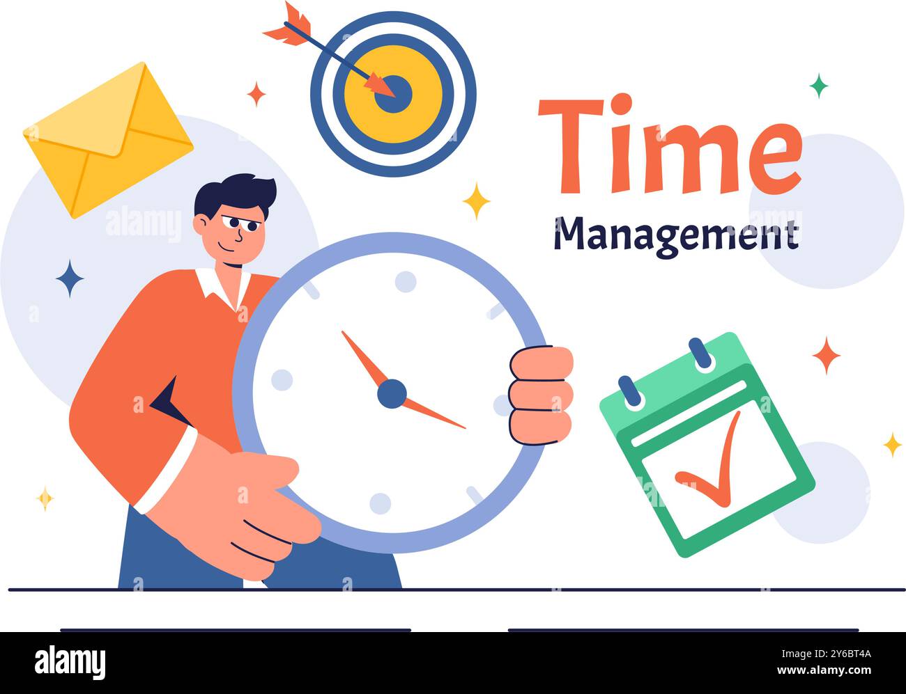 Vector Illustration of Time Management with Clock Settings, Task ...