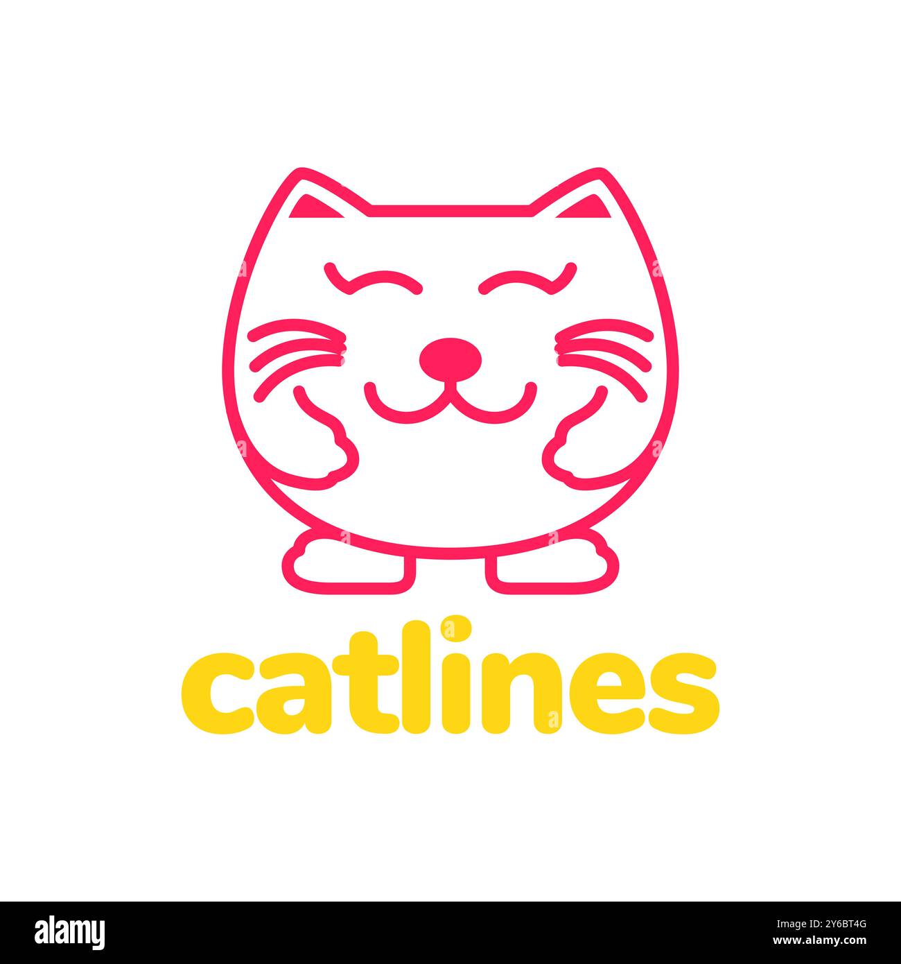 kitten cat pets cute mascot lines simple minimal cartoon happy smile ...