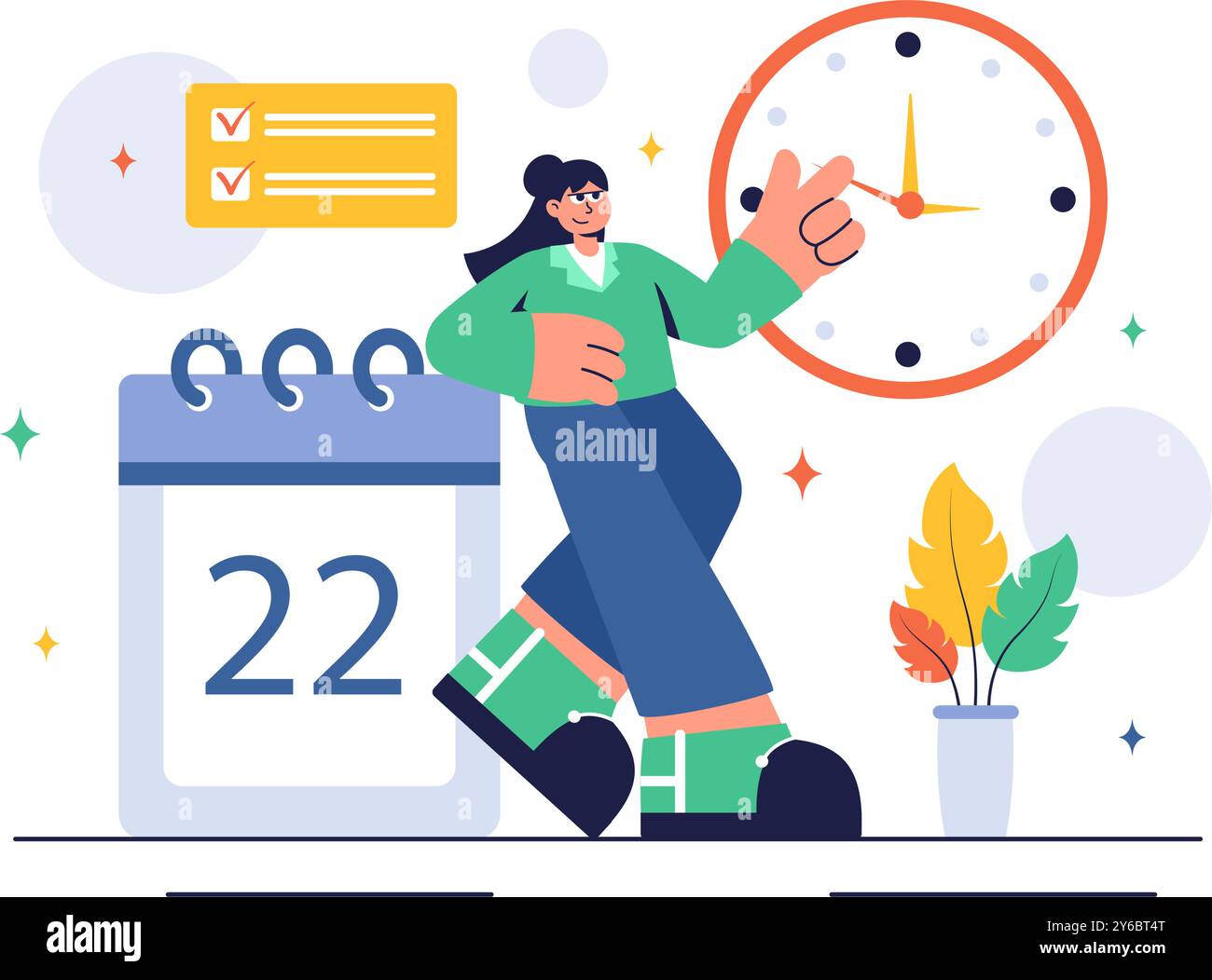 Vector Illustration of Time Management with Clock Settings, Task ...