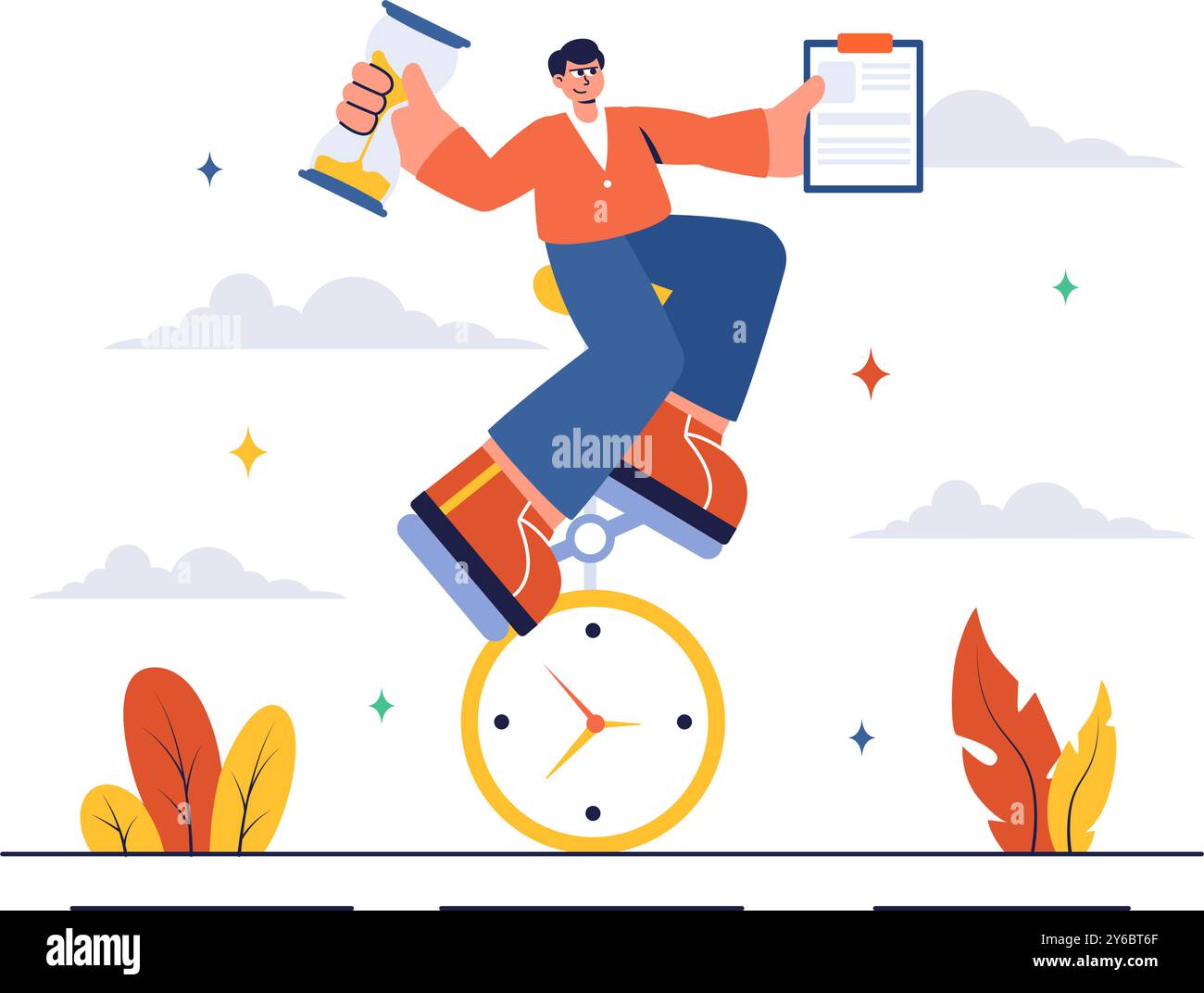 Vector Illustration of Time Management with Clock Settings, Task ...