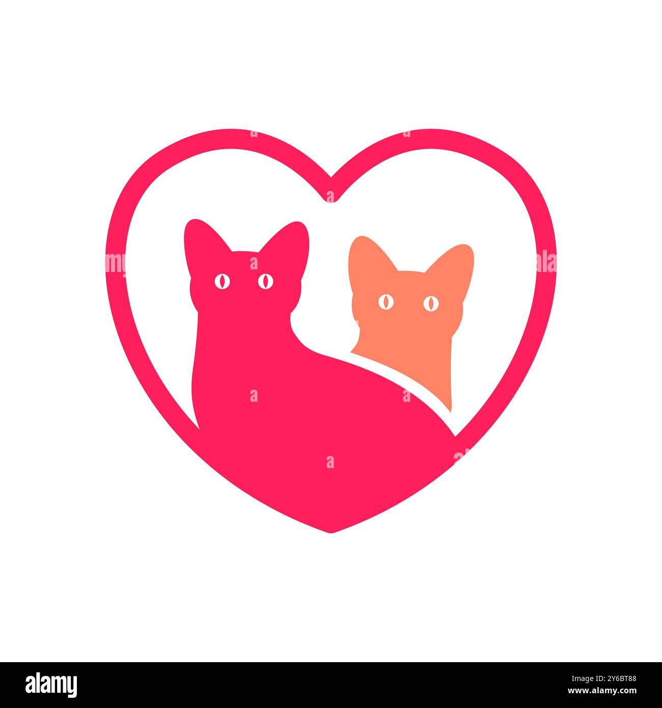 cat lovers pets love heart care colorful modern mascot logo icon vector ...