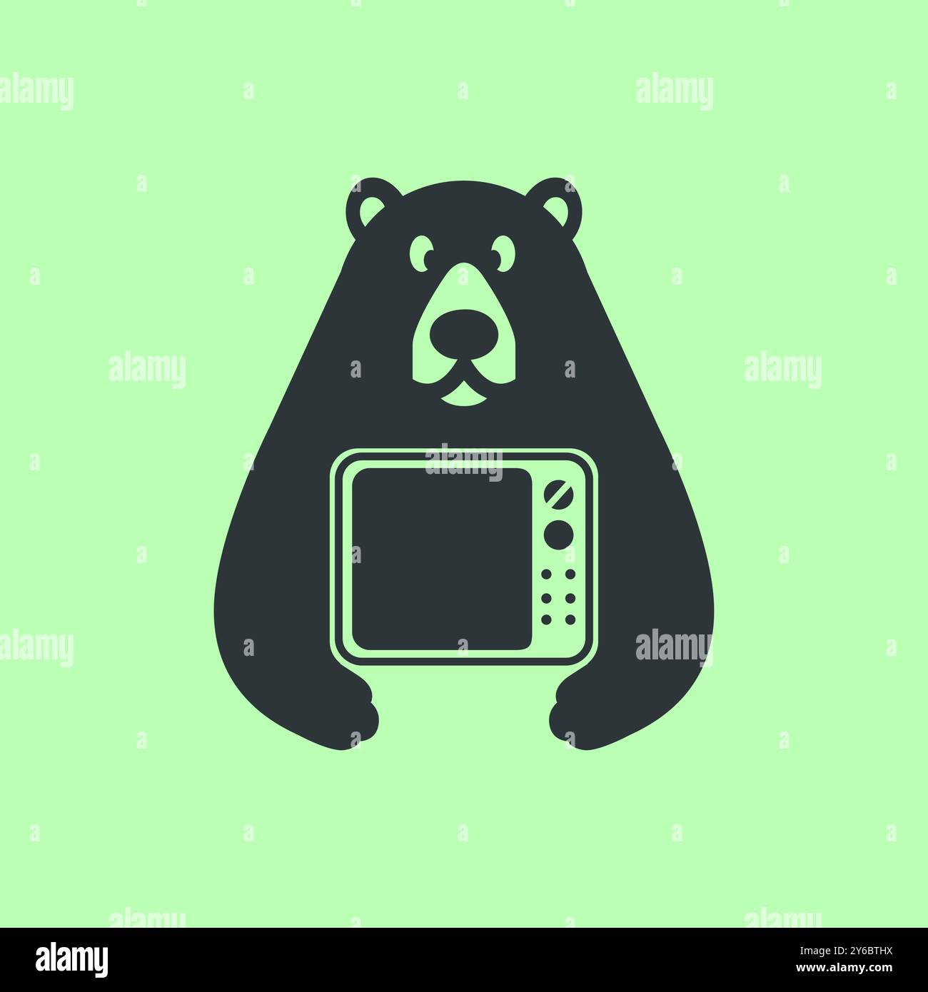 honey bear cute cooking kitchen microwave chef mascot cartoon logo icon ...