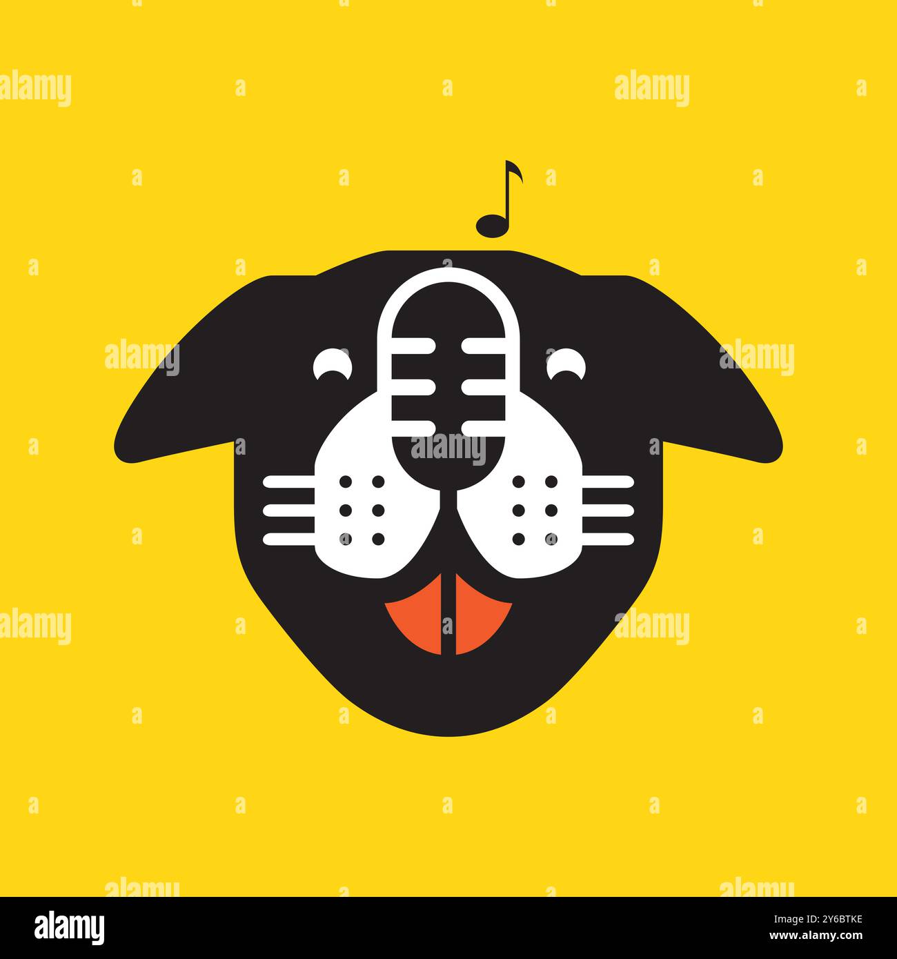 bulldog pets dog cute singing microphone music mascot cartoon flat ...