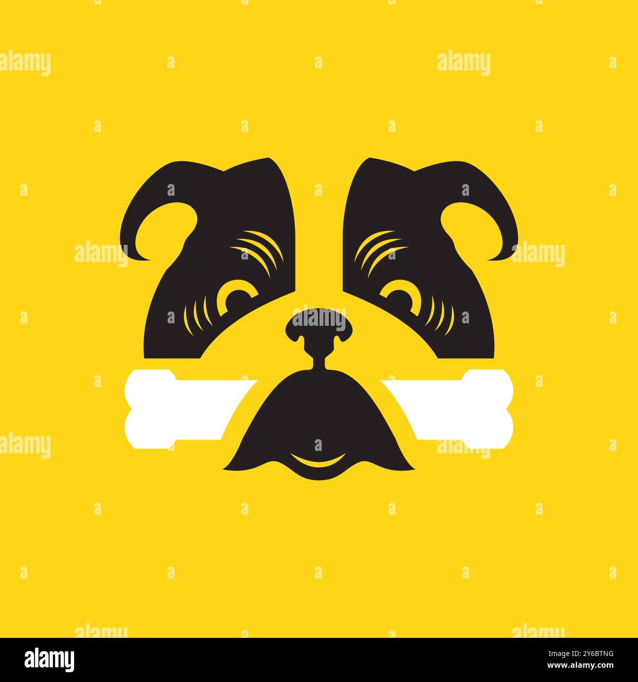 bulldog pets dog cute eat bone taste food mascot cartoon flat modern ...