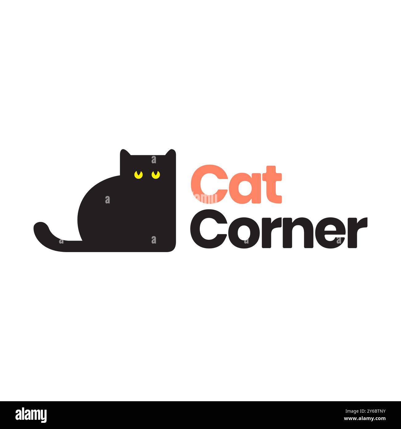 cat corner pets black cute flat mascot cute kitten logo icon vector ...