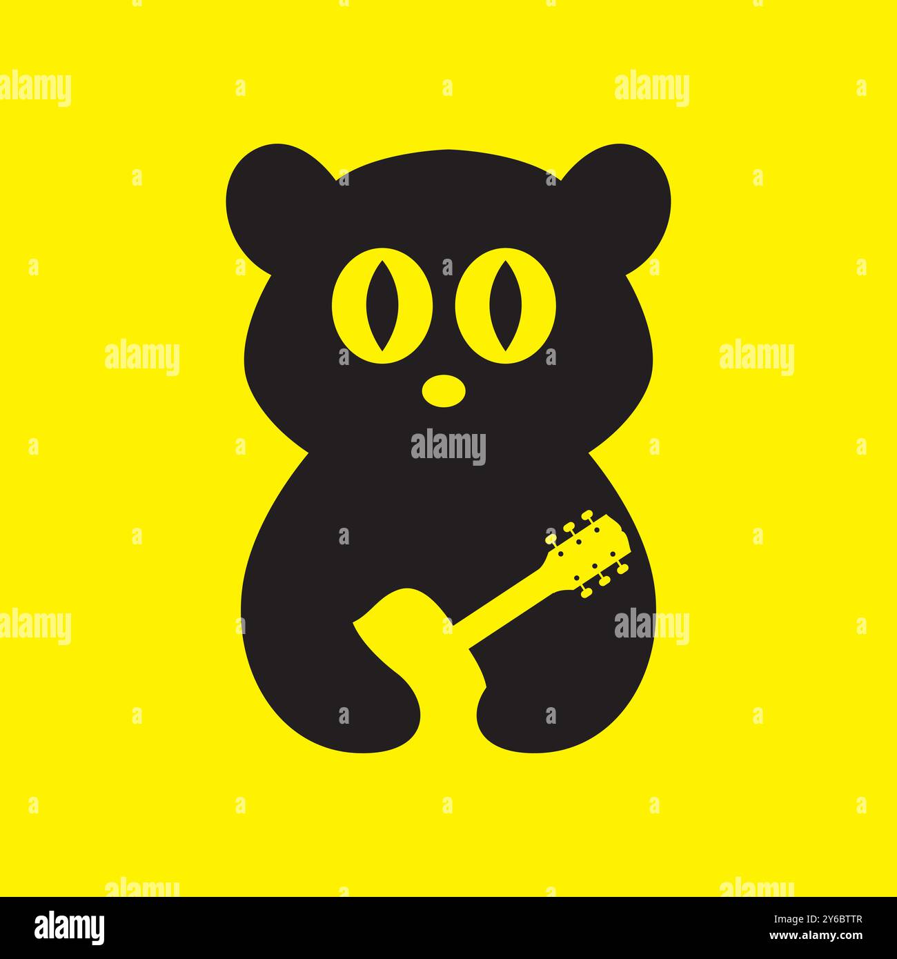 cat playing guitar music concert pets cartoon mascot flat logo icon ...