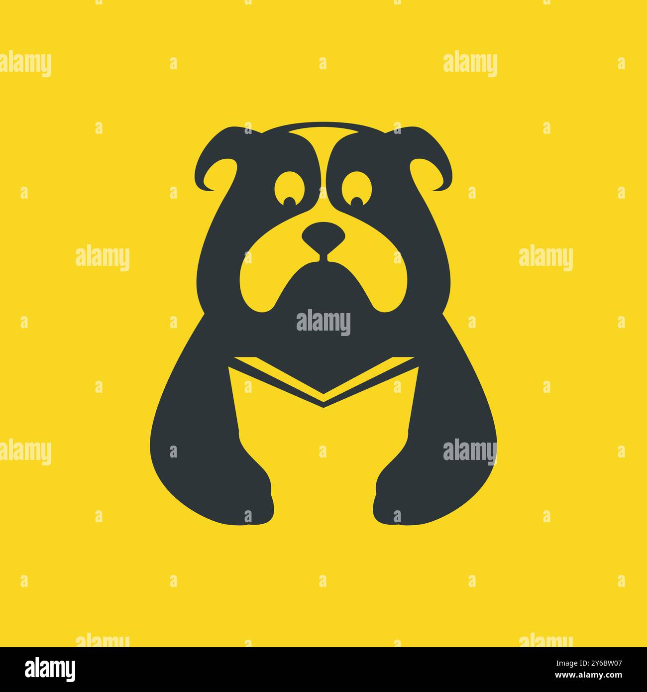 bulldog pets dog reading book study smart mascot cartoon flat modern ...