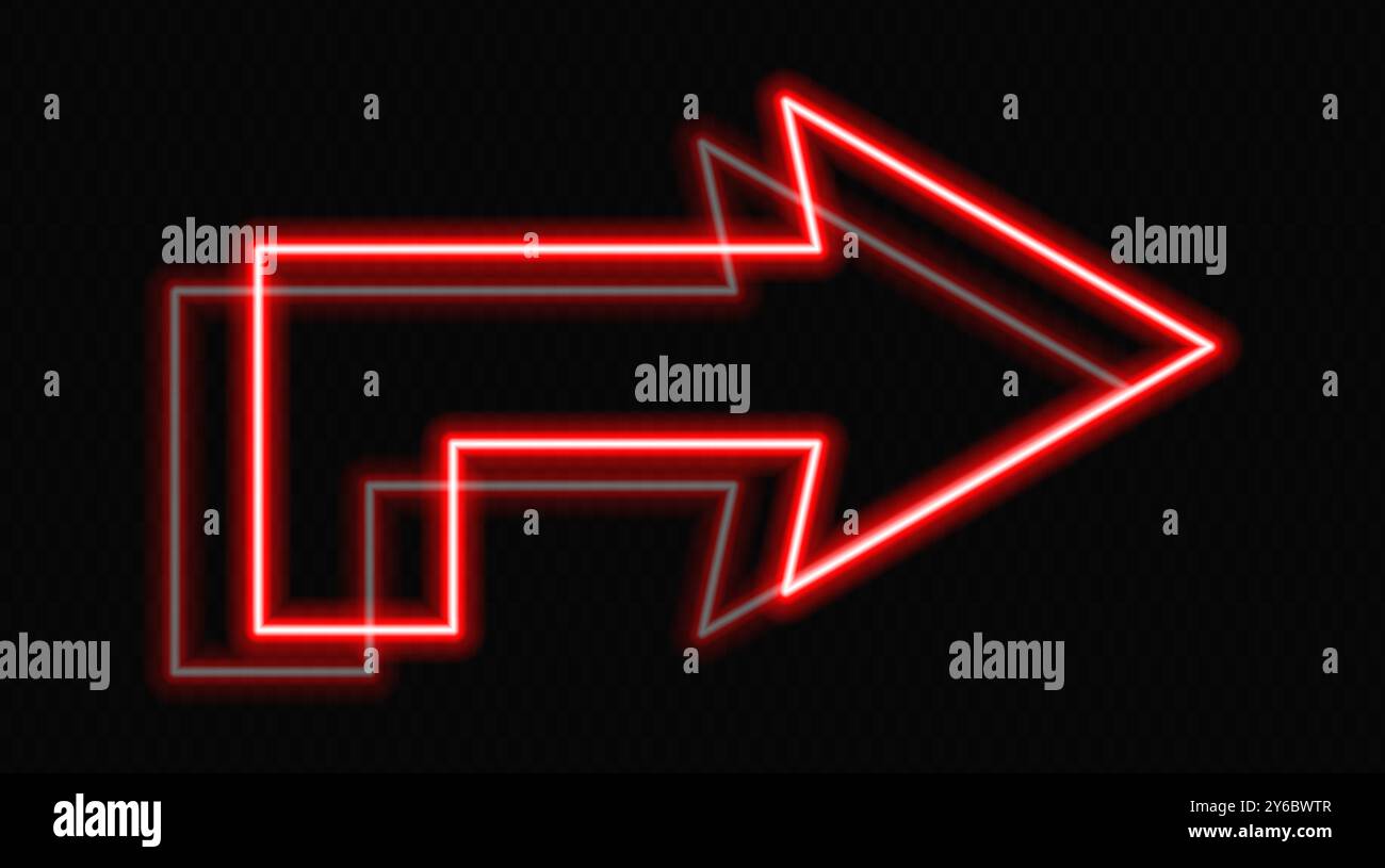 Red arrow sign pointing right on a transparent background. Glowing ...