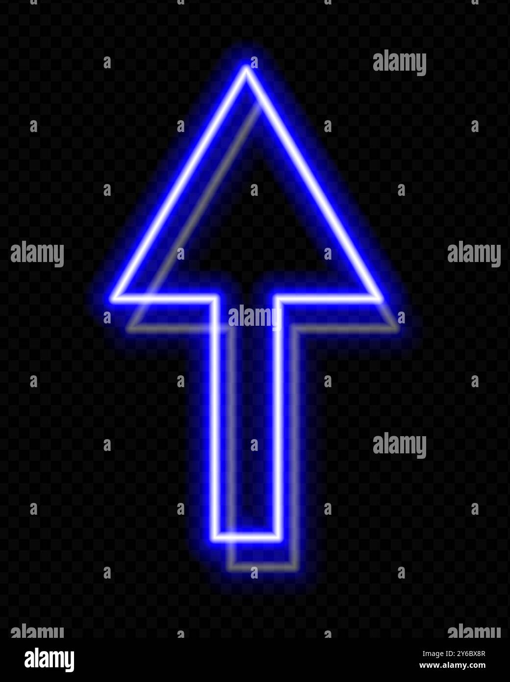 Neon blue upward arrow on a transparent background. Glowing, futuristic ...
