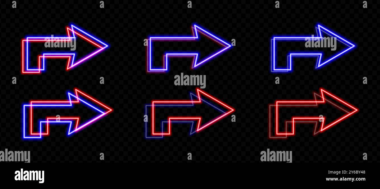 Blue arrow sign pointing right on a transparent background. Glowing ...