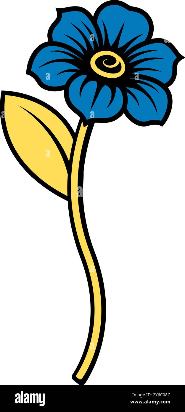 Yellow one line flower Stock Vector Images - Alamy