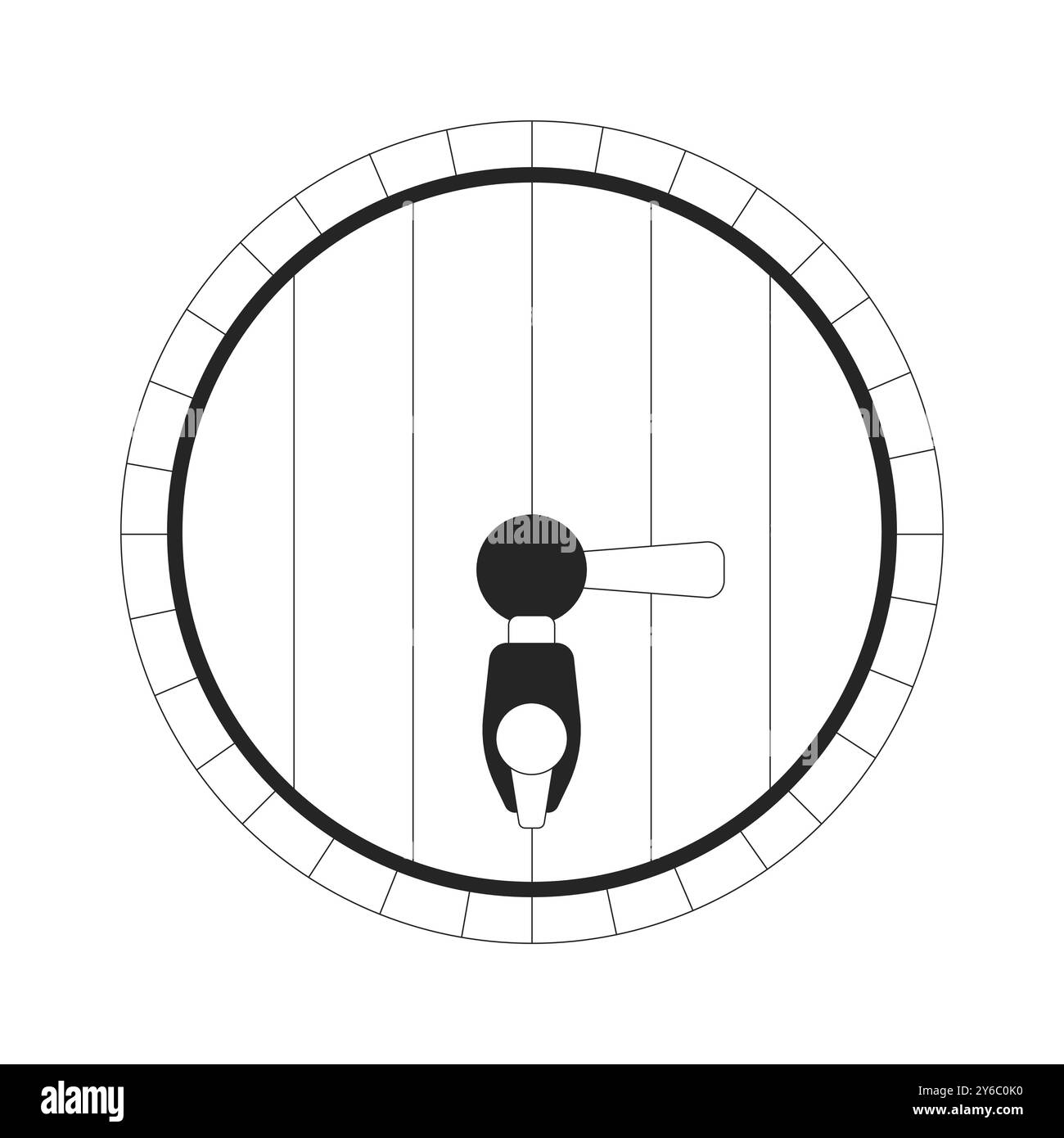 Old liquor barrel with tap black and white 2D line object Stock Vector ...