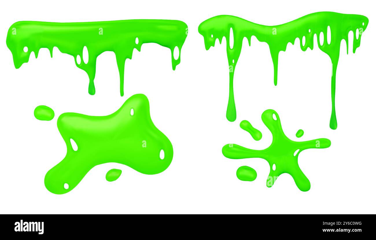 Green mucus slime drip. Liquid sticky goo vector. Jelly snot splatter ...
