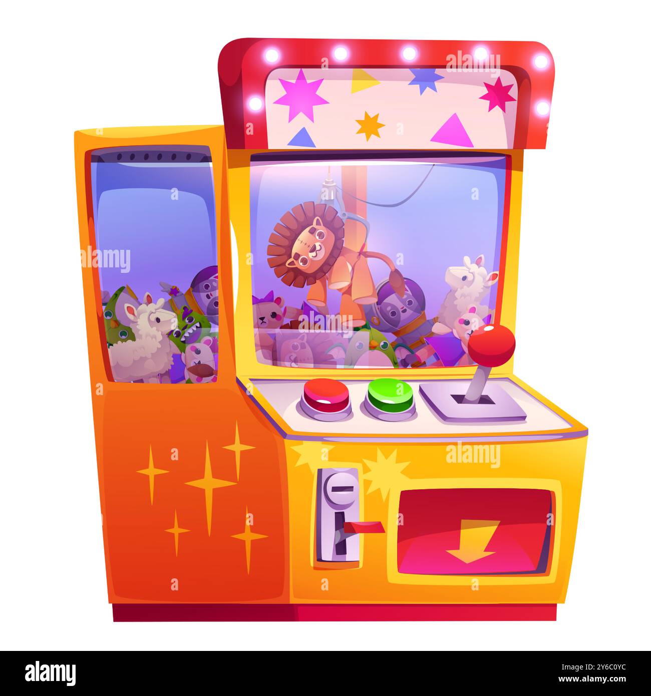 Grabber slot machine stuffed with plush toys and robotic claw caught ...