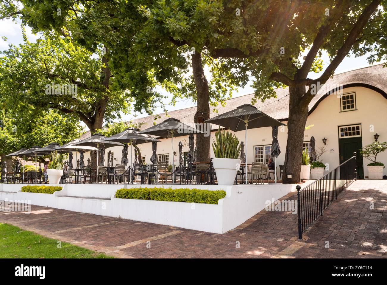 Laborie wine estate restaurant terrace outdoors at a Cape Dutch ...