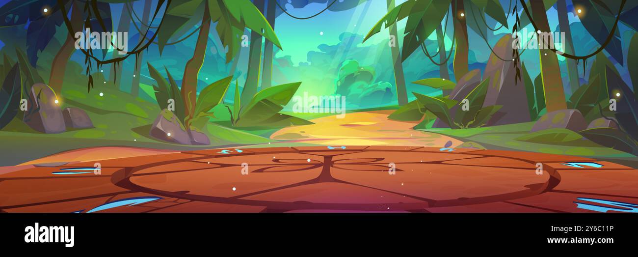 Round stone magic portal or battle arena with neon glowing runes and ...