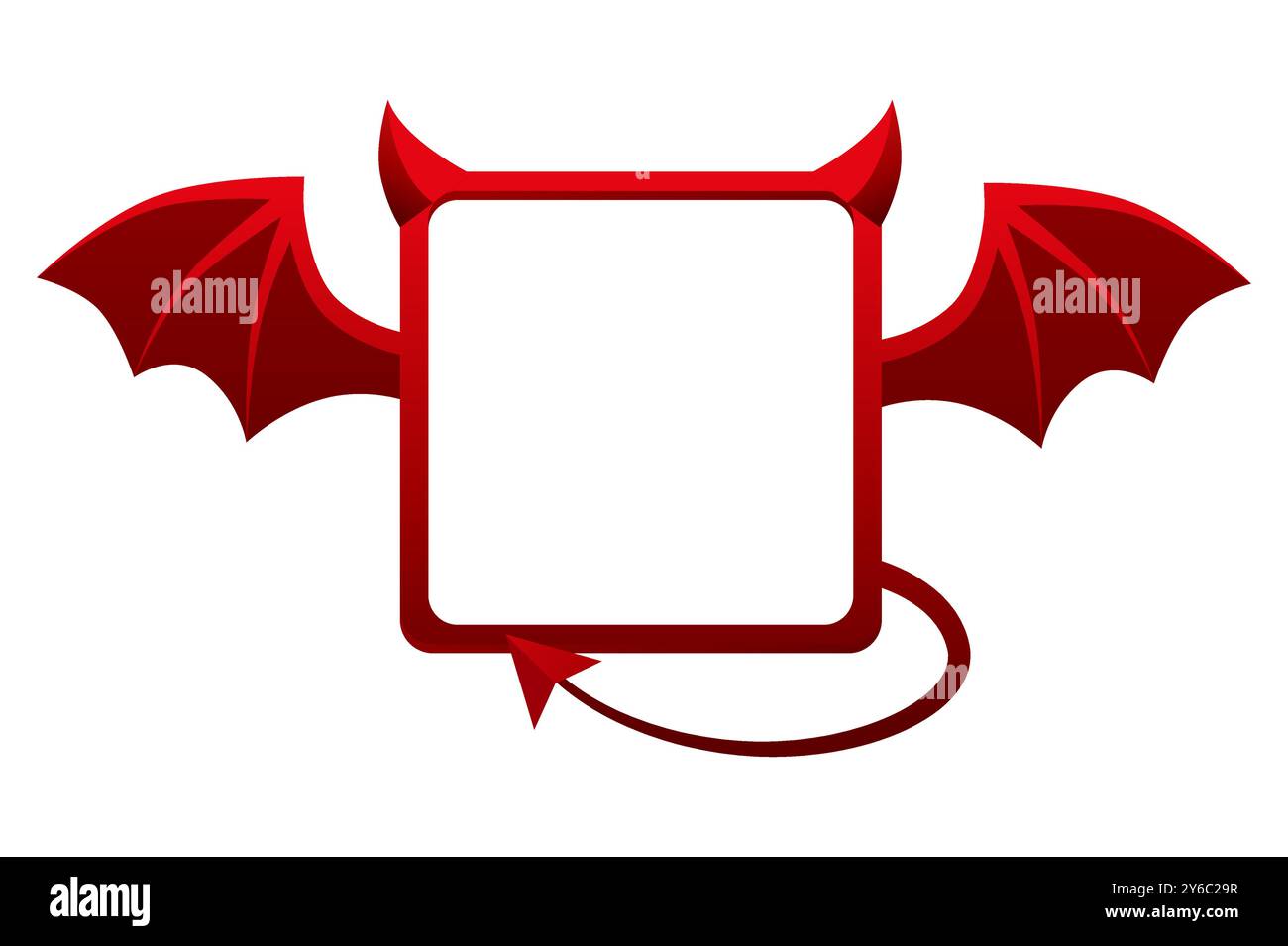 Cartoon red devil frame. Square cute demon frame or avatar for your ...