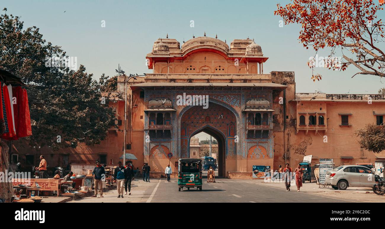 Jaipur, Rajasthan, India. Auto Rickshaw Or Tuk-tuk, Cars Drive Fortress ...