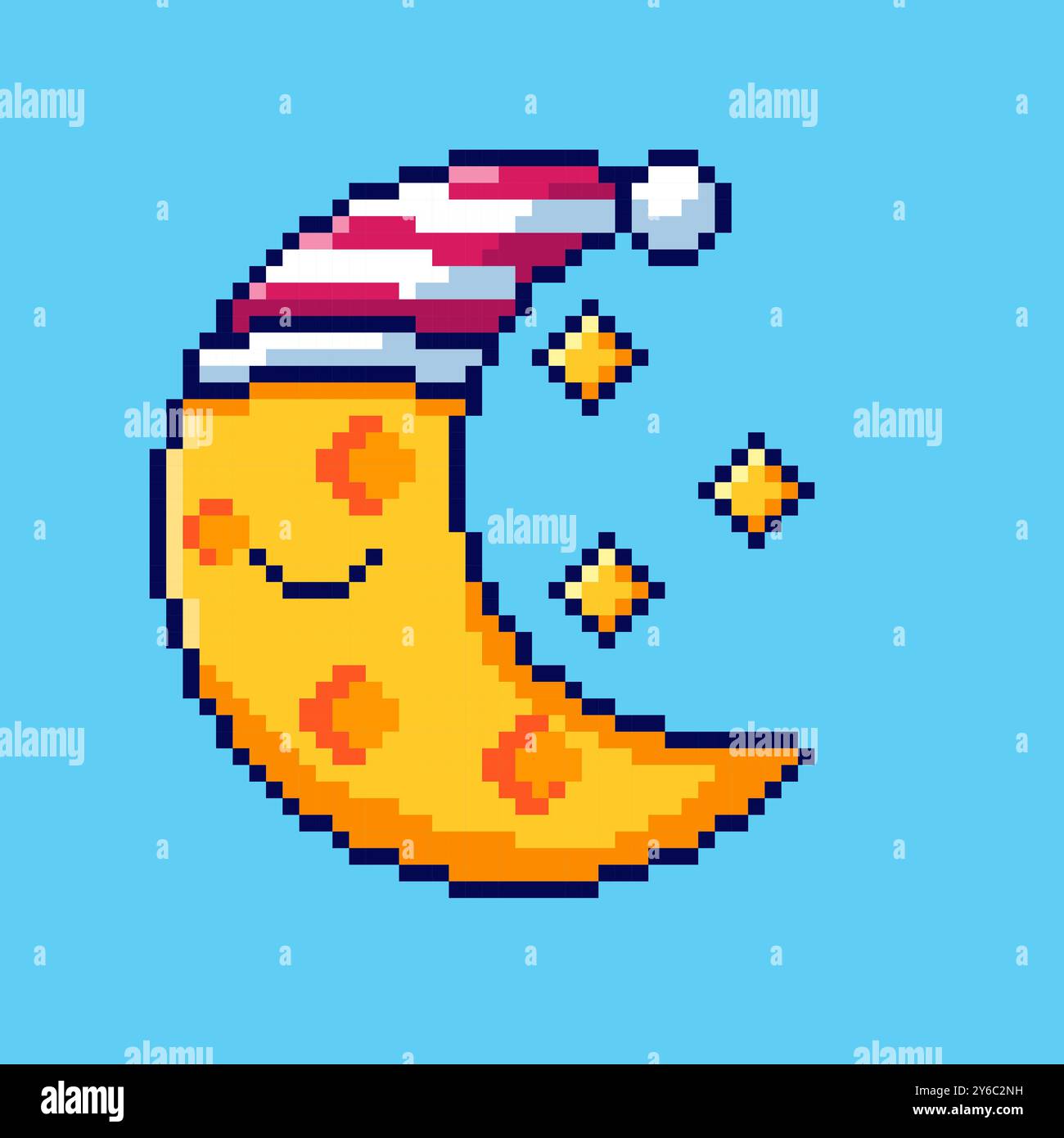 Pixel art sleeping moon game asset design Stock Vector Image & Art - Alamy