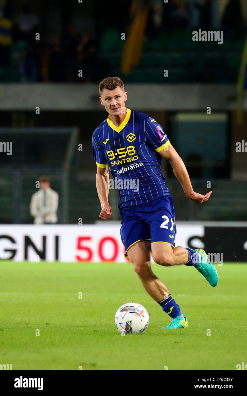 Verona’s Pawel Dawidowicz In action during the Serie A enilive soccer ...