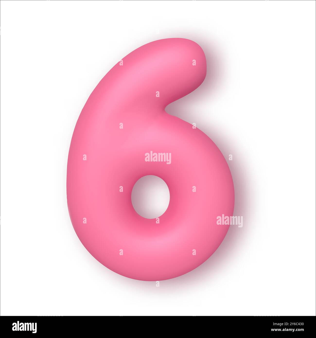 Realistic 3d font color pink number 6. Number in the form of balloons ...