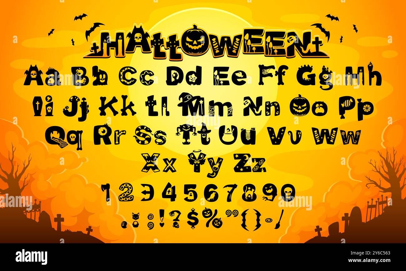 Halloween font, cartoon evil type, funny scary typeface, spooky ...