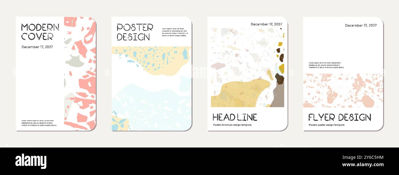 School notebook cover design. Terrazzo abstract background made of ...