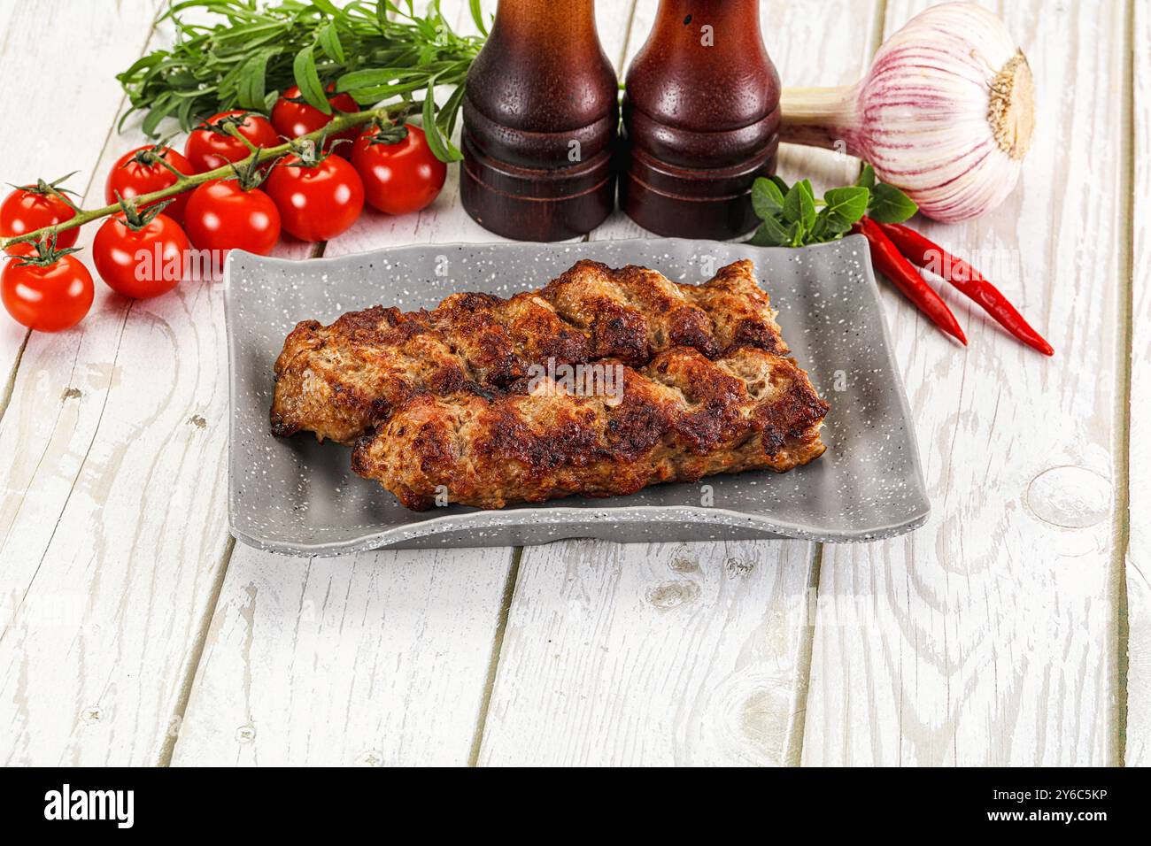 Chicken barbecue kebab minced meat and spices Stock Photo - Alamy
