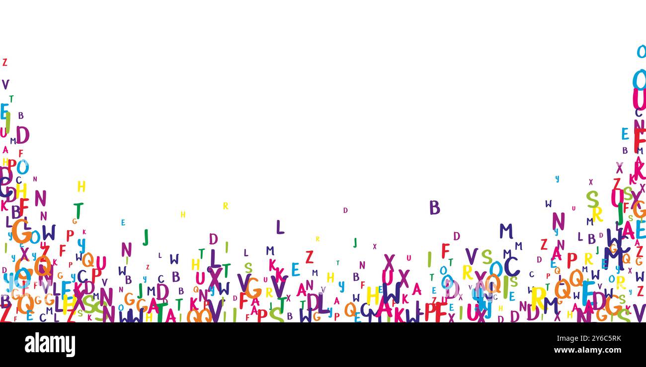 Concept of school background. Colorful childish falling letters of ...