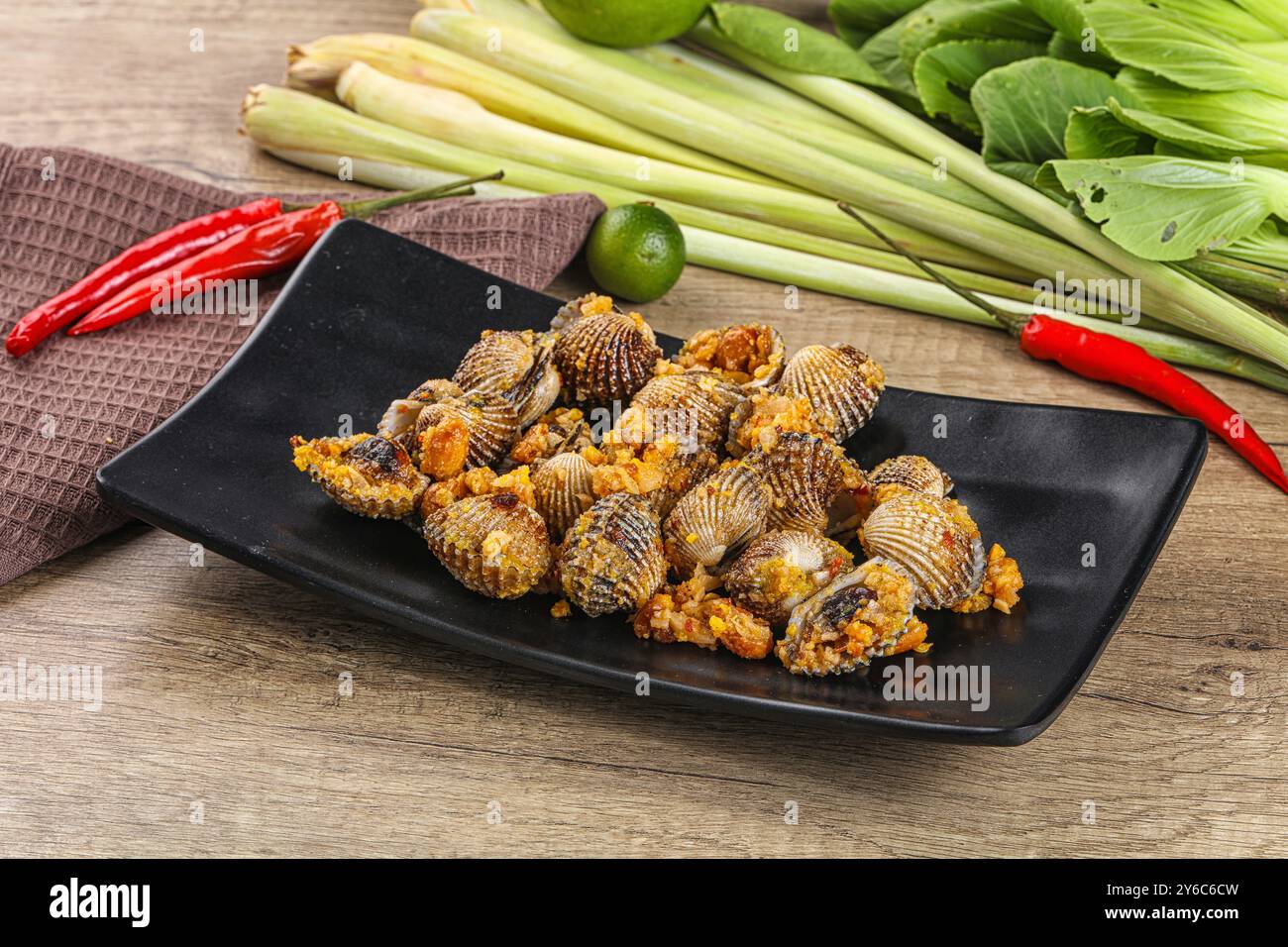 Blood Cockle Fried With Garlic and spices Stock Photo - Alamy