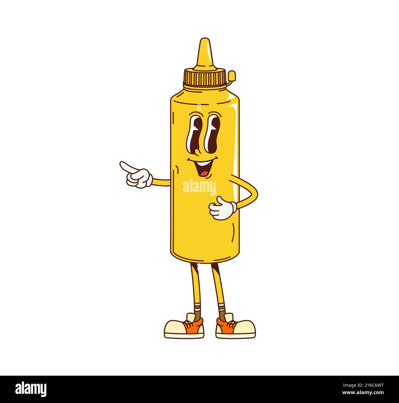Cartoon groovy mustard sauce character with funny face, vector comic ...
