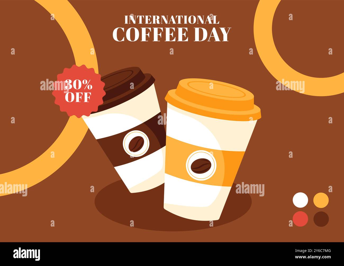 Coffee Day Social Media Background Flat Cartoon Hand Drawn Templates ...