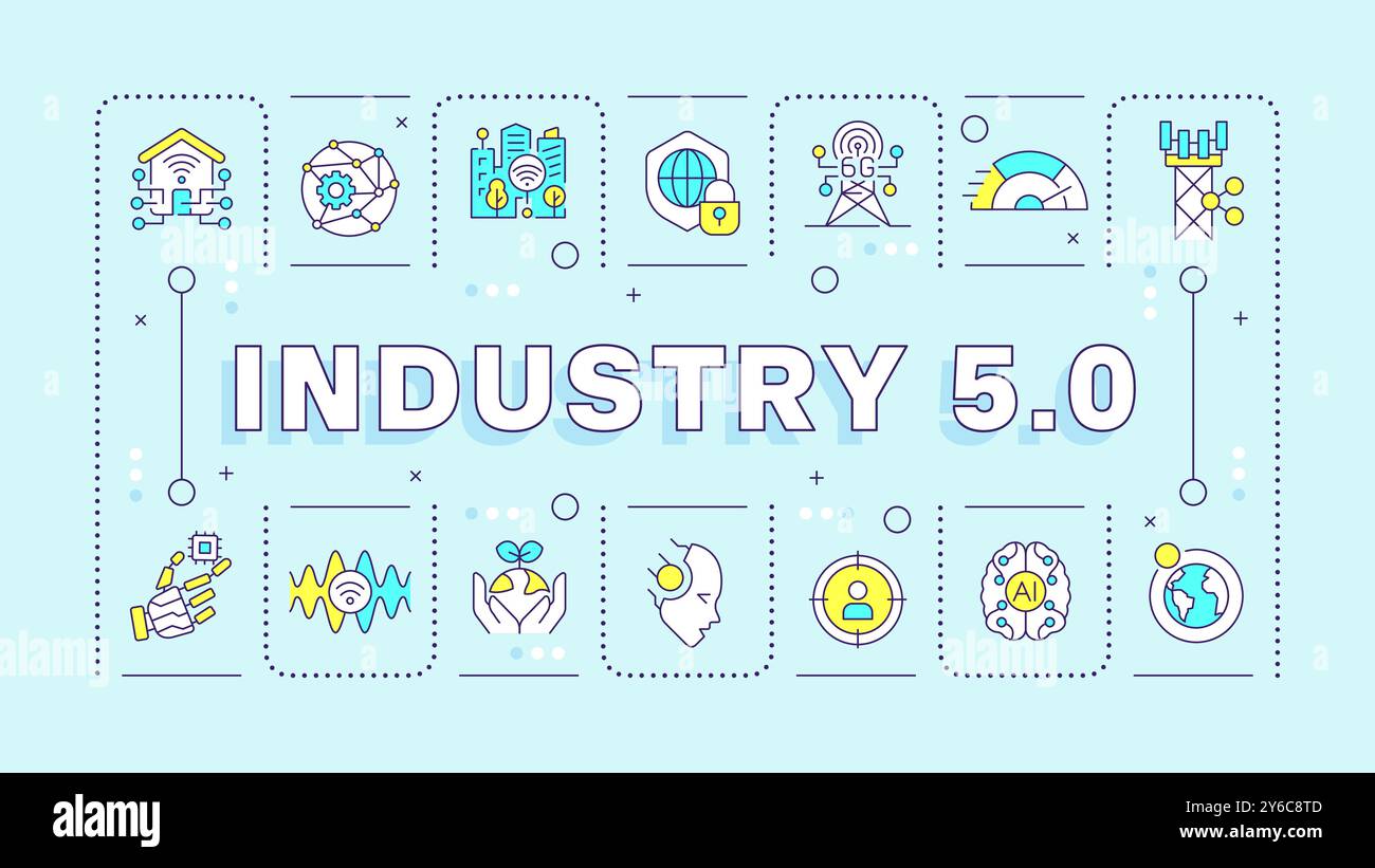 Industry 5 light blue word concept Stock Vector Image & Art - Alamy