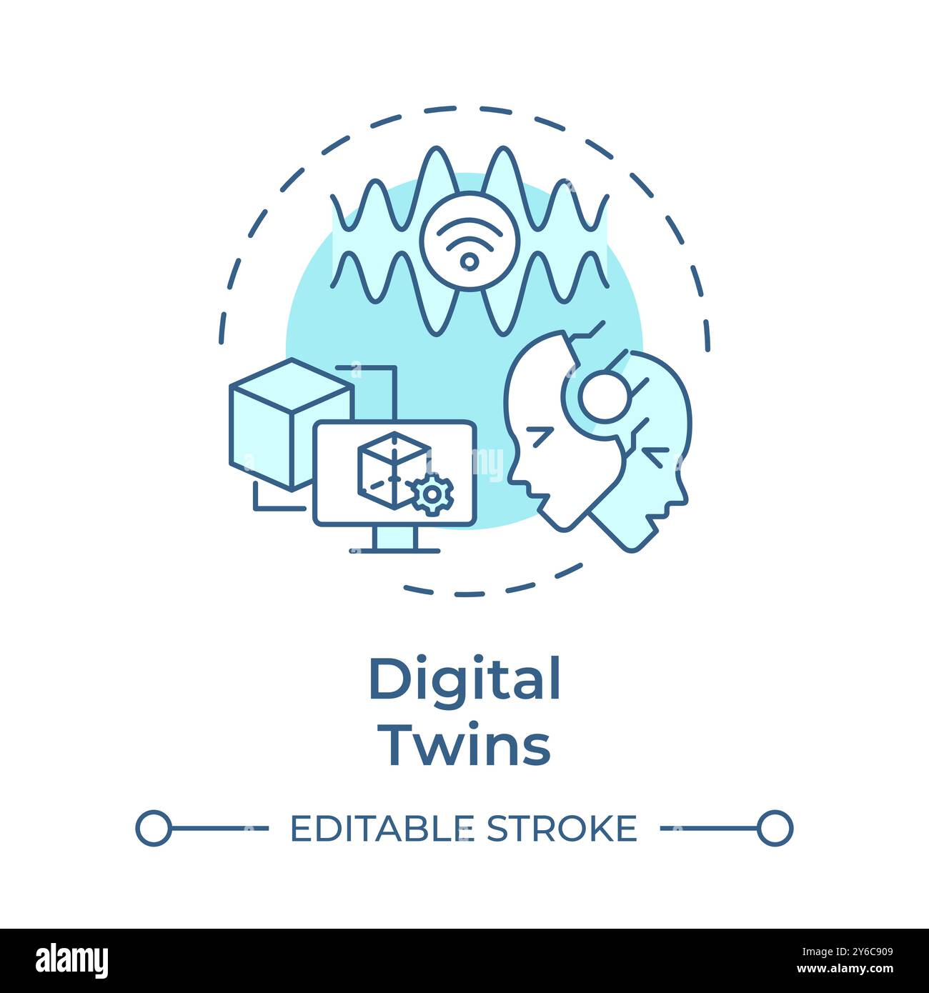 Digital twins soft blue concept icon Stock Vector Image & Art - Alamy