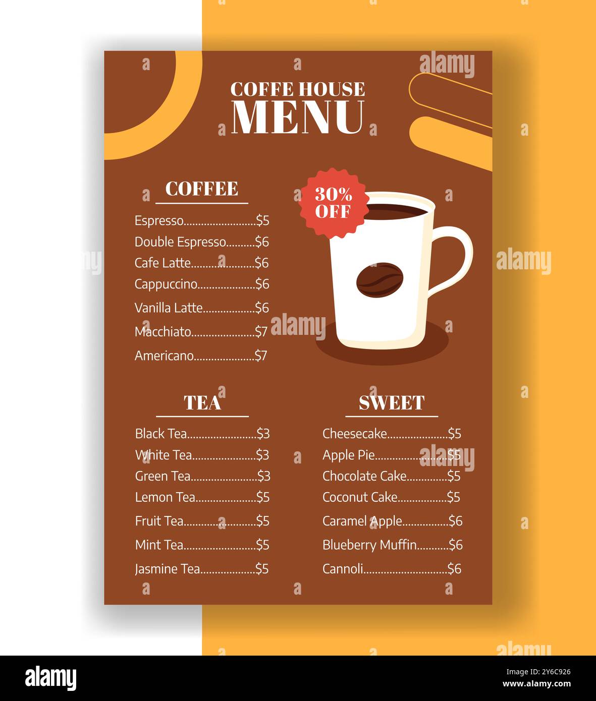 Coffee Day Menu Flat Cartoon Hand Drawn Templates Background ...