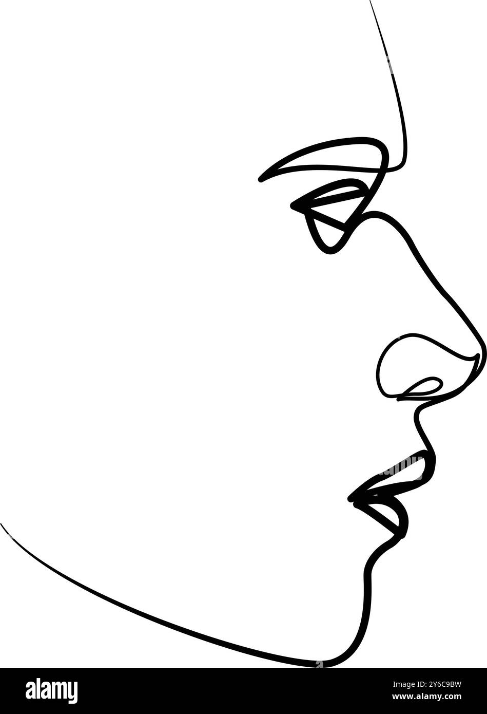 Side view of human face one line drawing. Vector illustration Stock ...