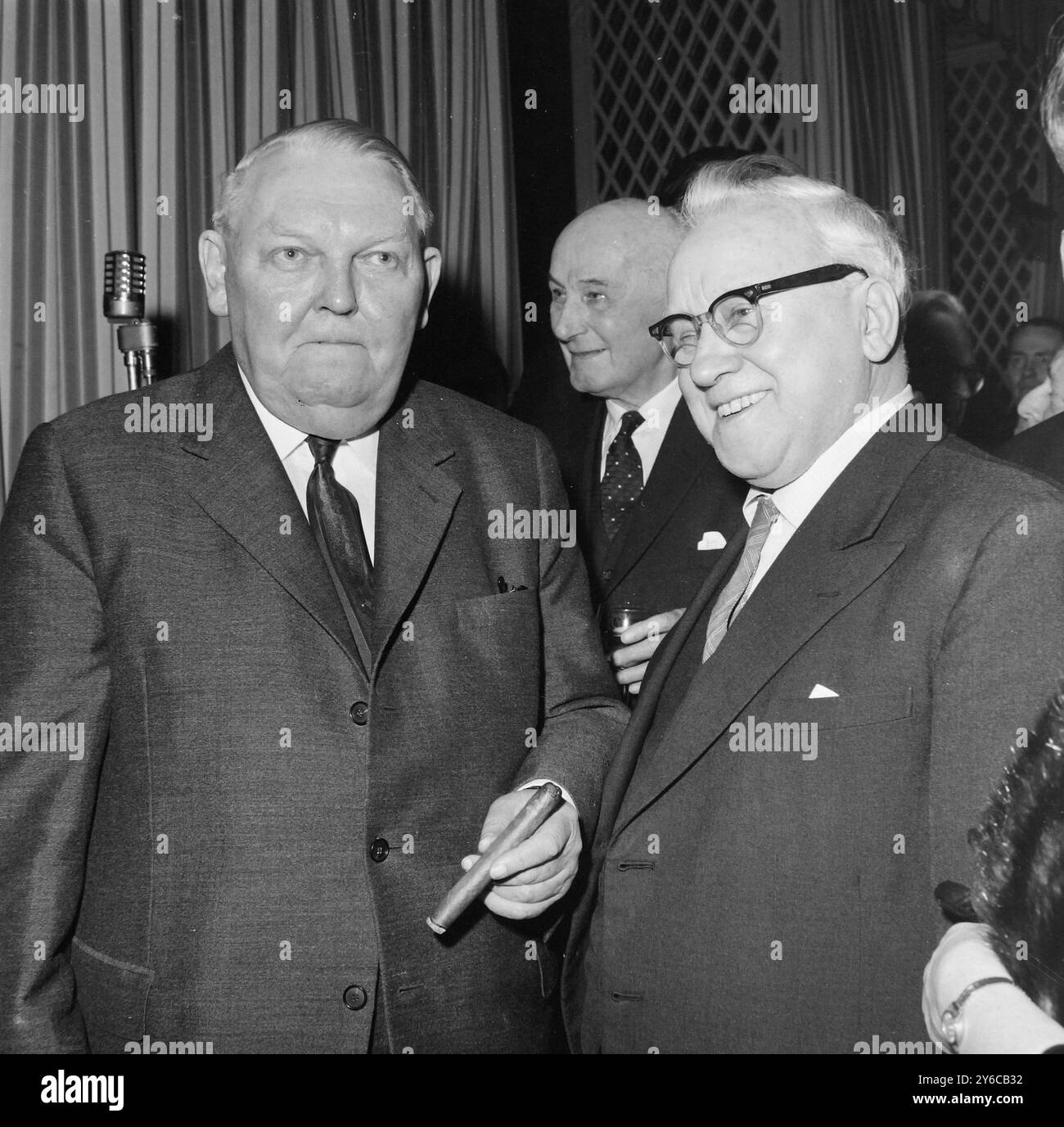 WEST GERMAN CHANCELLOR LUDWIG ERHARD WITH LORD MORRISON IN LONDON ...